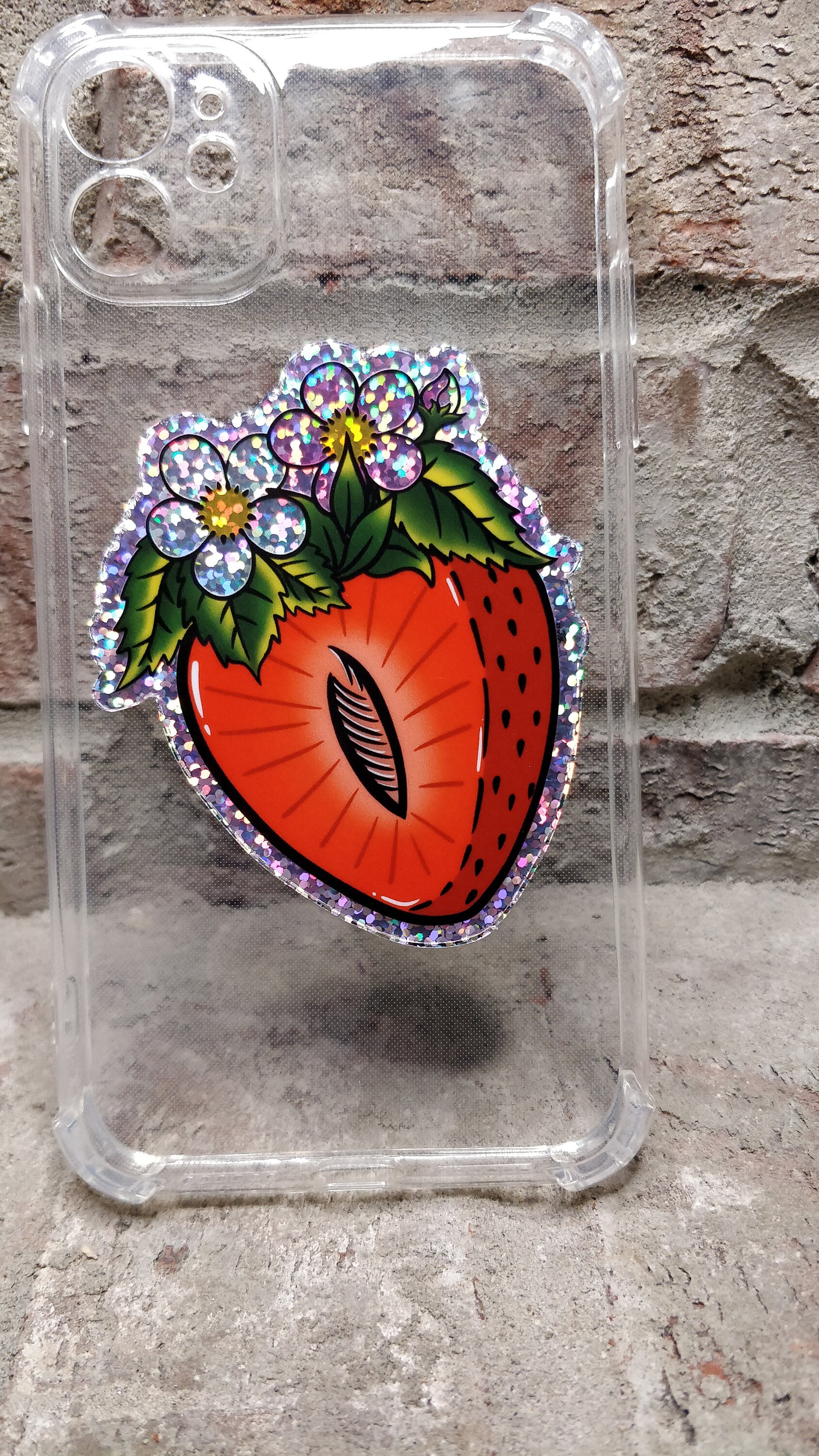 Glitter Strawberry Sticker - Etsy