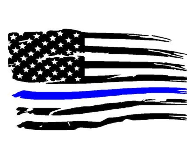 Blue Line American Flag Decal Distressed American Flag Vinyl Decal for ...
