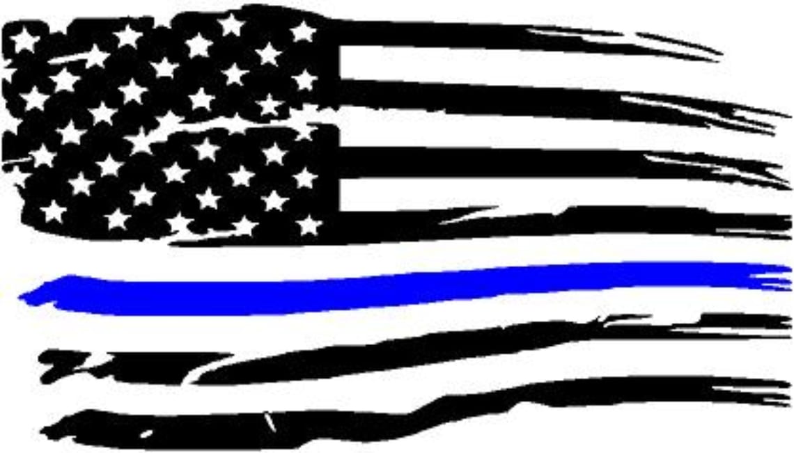 Distressed American Flag Vinyl Decal Thin Blue Line for Law Enforcement ...