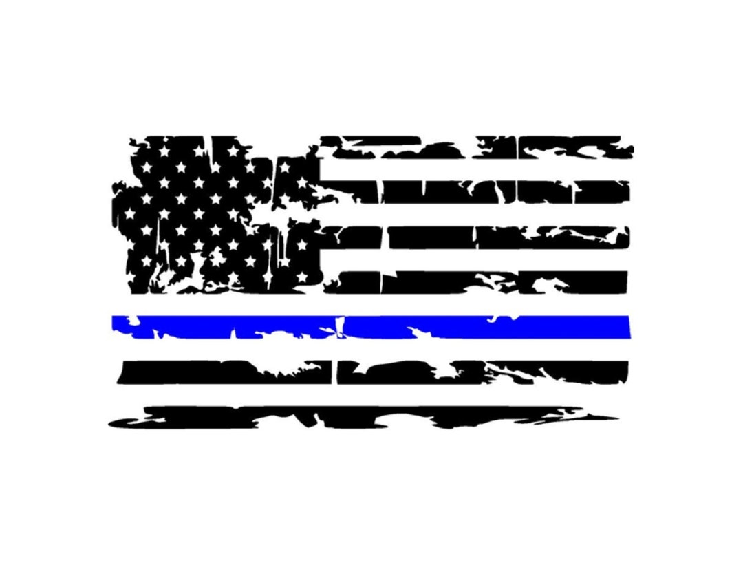 Distressed American Flag Vinyl Decal Thin Blue Line for Law Enforcement ...