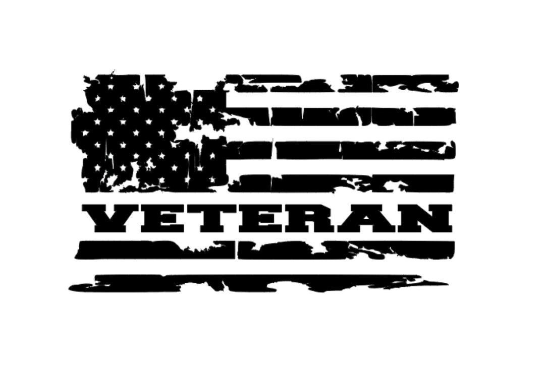 Veteran Flag Decal- Distressed American Flag Vinyl Decal- Military ...