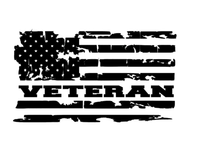 Veteran Flag Decal Distressed American Flag Vinyl Decal Military ...