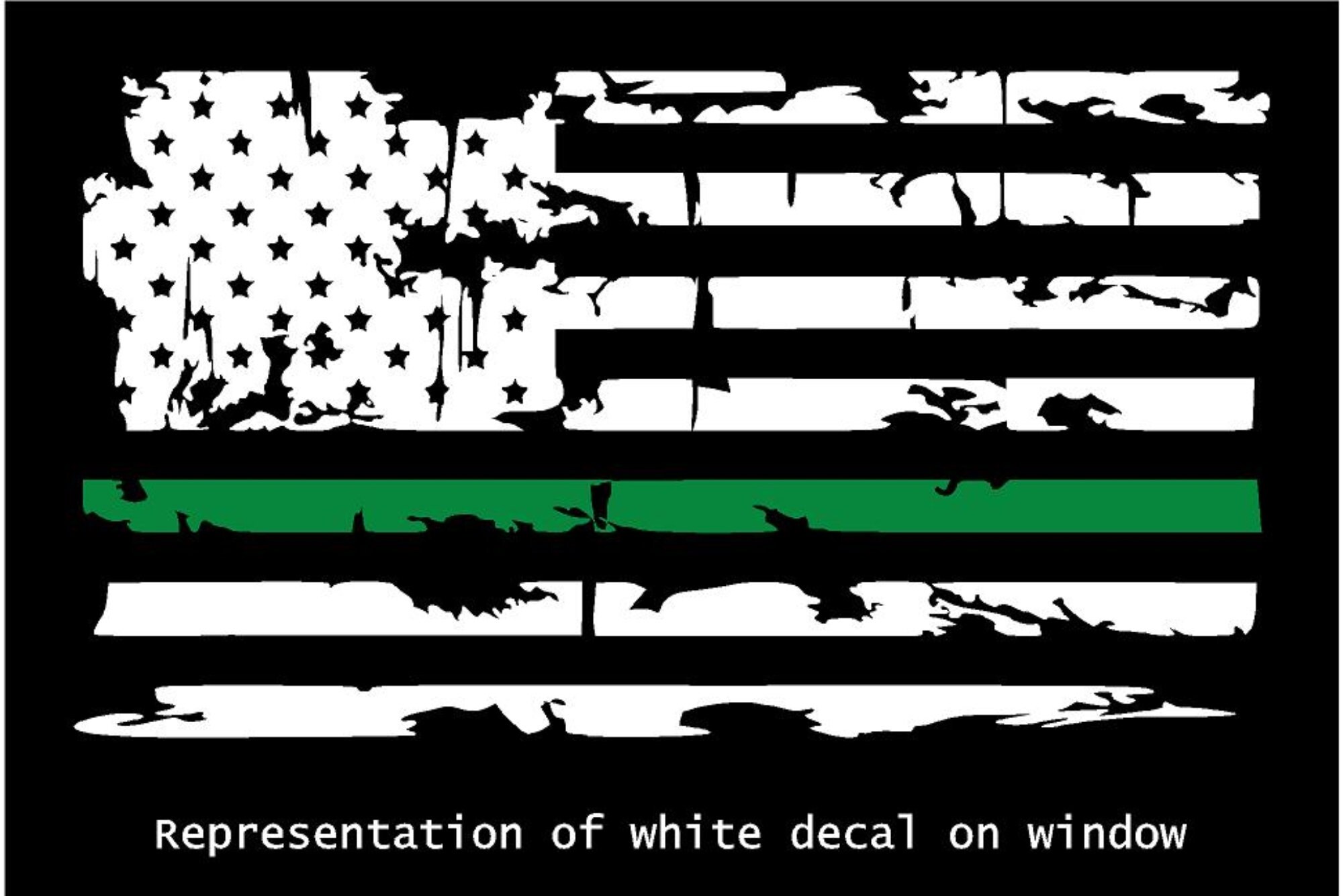 Distressed American Flag Vinyl Decal Thin Green Line for Military ...