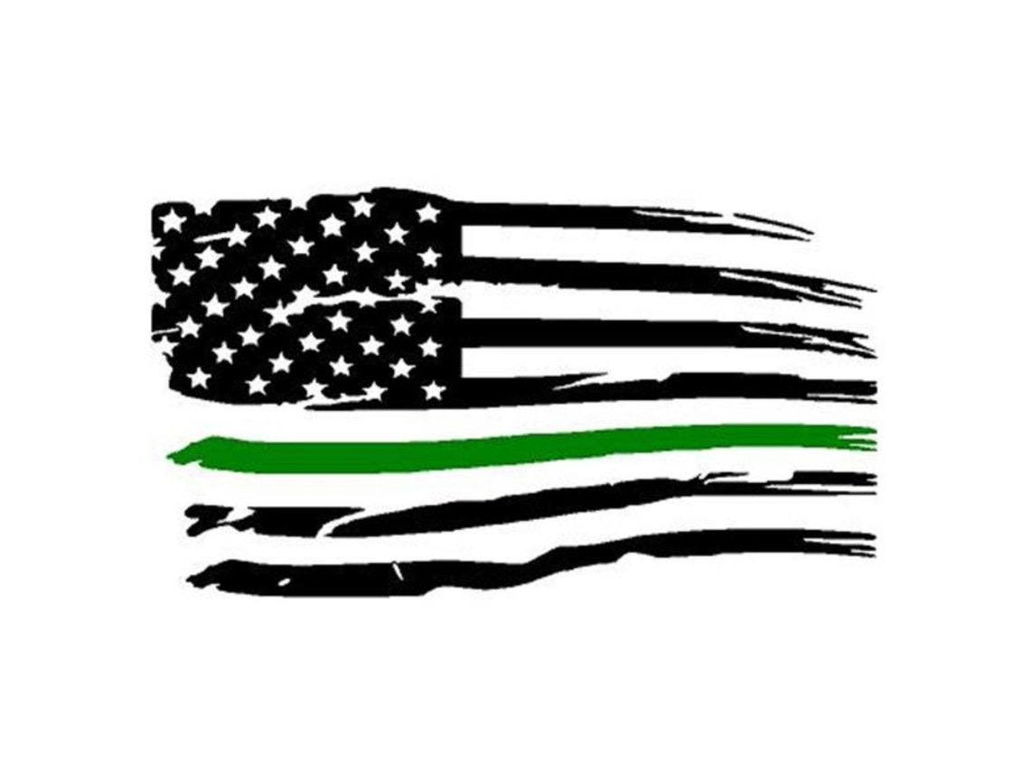 Green Line American Flag Decal American Flag Thin Green Line Military ...