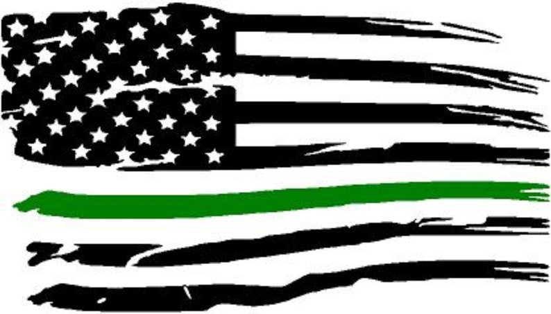 Green Line American Flag Decal- American Flag Thin Green Line- Military ...