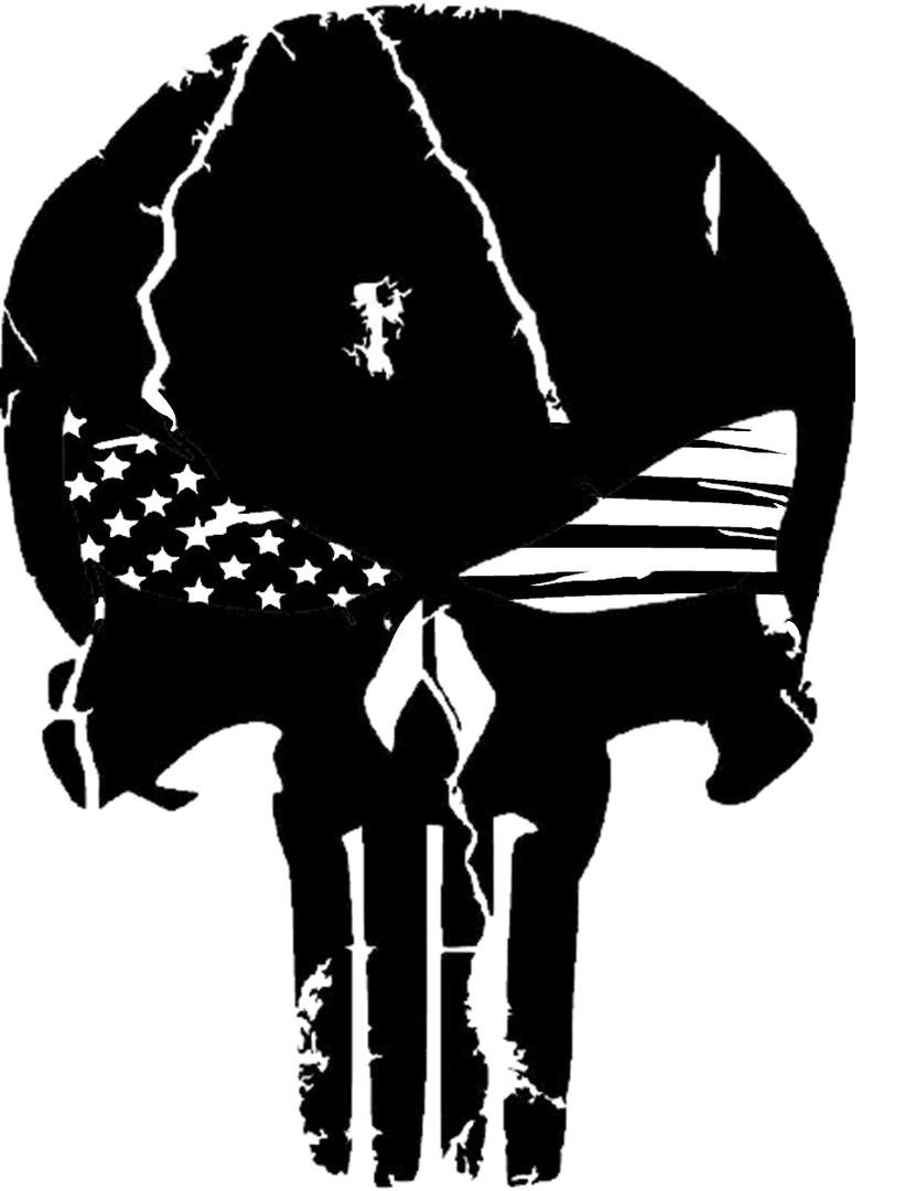 Patriotic Punisher Skull Vinyl Decal Distressed Patriotic Punisher ...