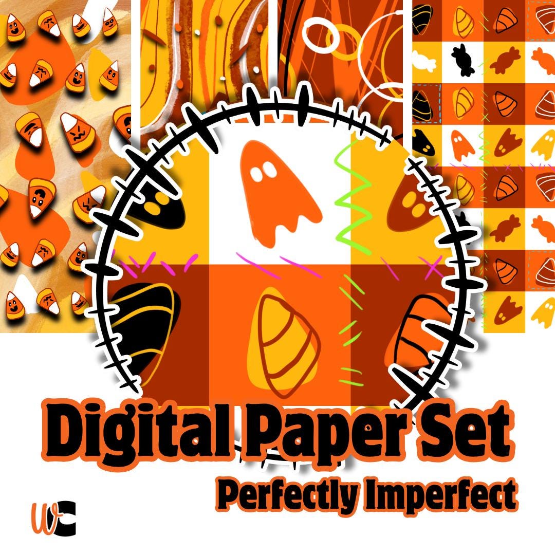 Candy Corn Digital Paper: Hand-drawn Halloween PNG Sheets (12x12") - Etsy