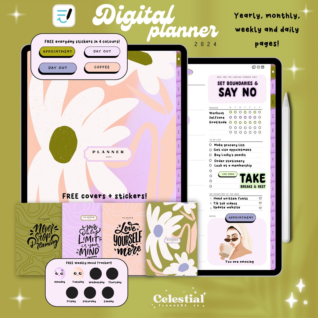 2024 DIGITAL Planner, Goodnotes Planner, Daily Planner, Weekly Planner ...