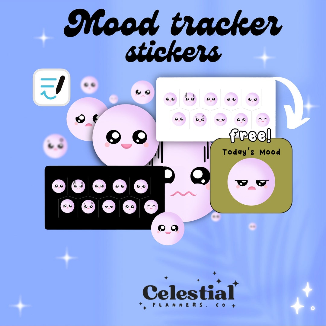 Digital Mood Tracker Stickers for Goodnotes Digital Planners, Mood ...