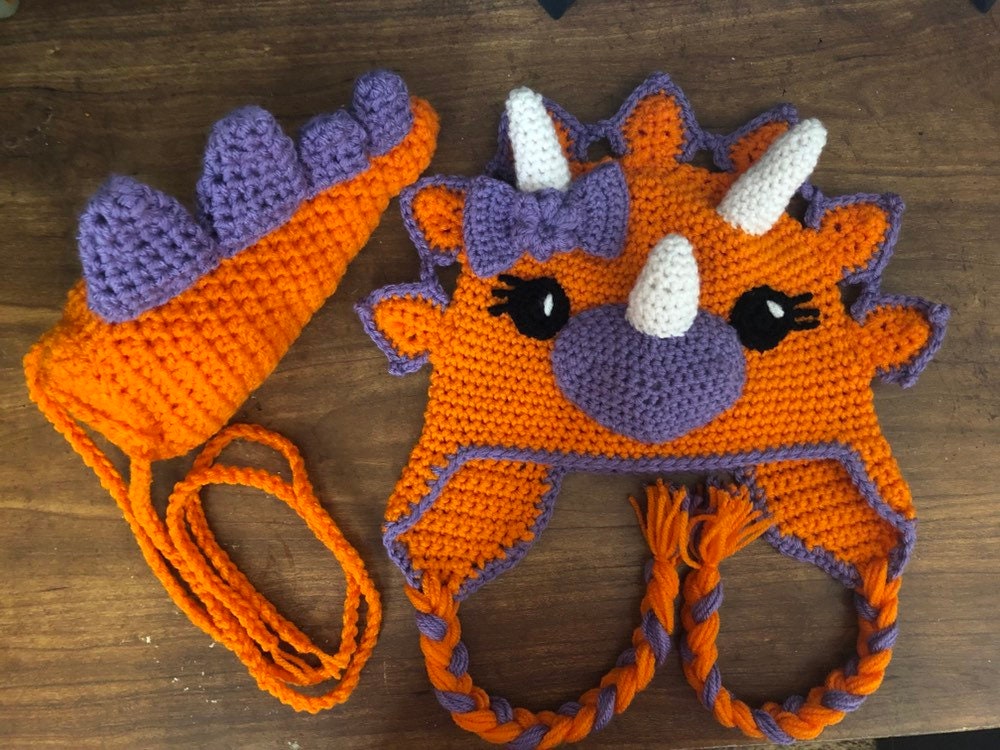 Prehistoric Hat, Triceratops Hat Dinosaur Hat With Matching Tail ...