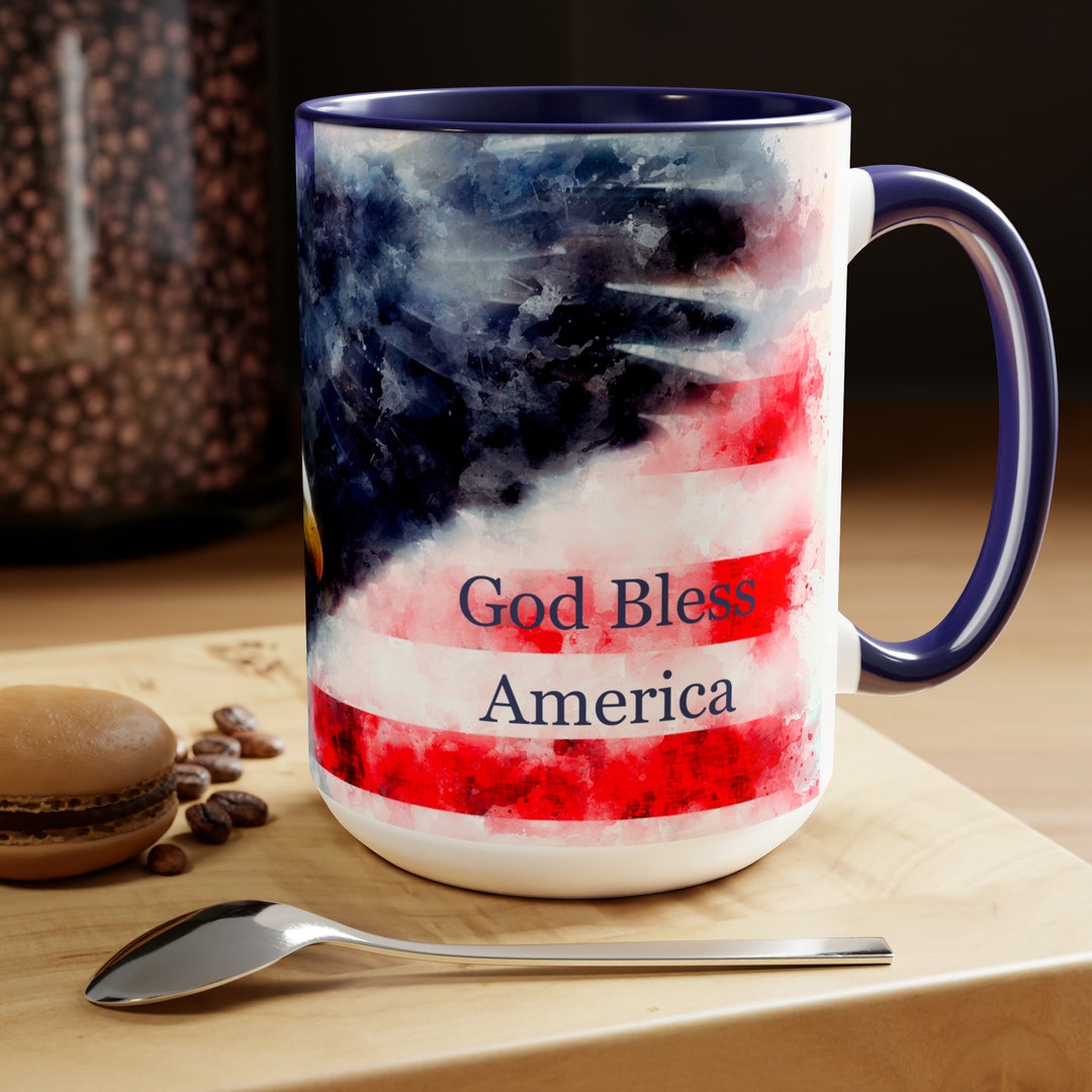 American Flag and Eagle Two-tone Coffee Mugs A Cup With God - Etsy