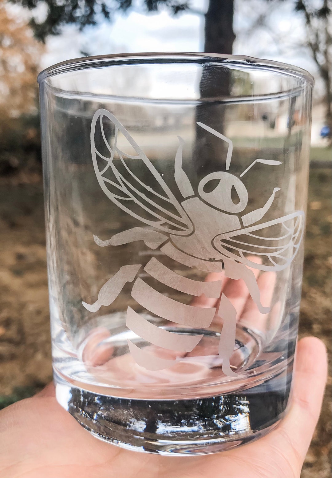 Etched Bumblebee Whiskey Glass, Bumblebee Wine Glass, Custom Beer Glass ...