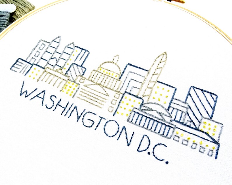 Washington DC Hand Embroidery Pattern City Skyline Embroidery | Etsy