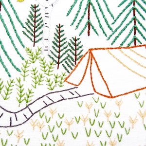 Camping Hand Embroidery Pattern, Summer Forest PDF Download, Tent ...