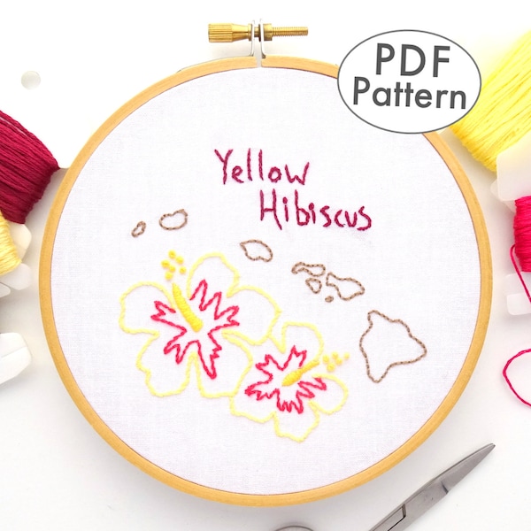 Hibiscus Embroidery - Etsy