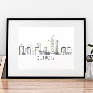 Detroit Skyline Hand Embroidery Pattern PDF Download, Michigan City ...