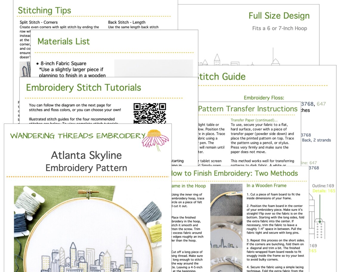 Atlanta Georgia City Hand Embroidery Pattern, Modern Skyline Design ...
