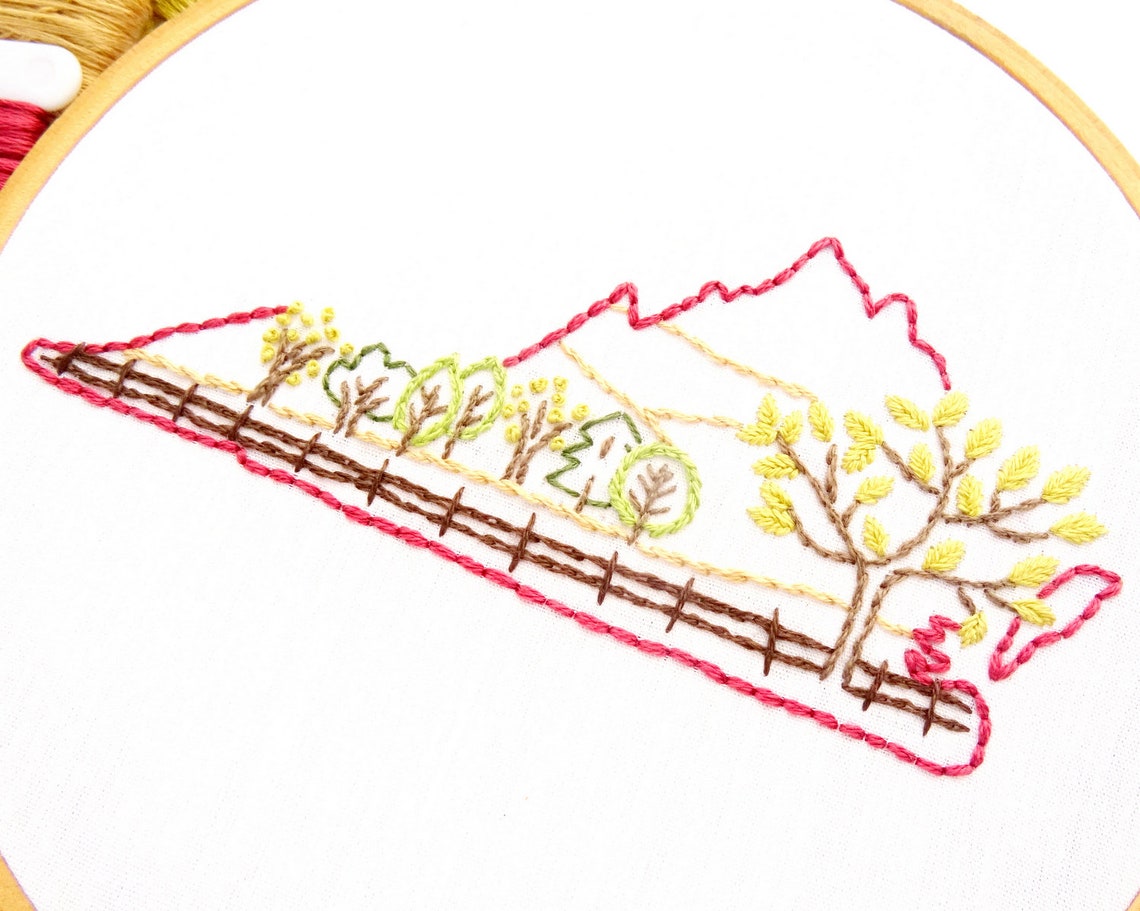 Virginia Hand Embroidery Pattern Shenandoah Valley Design | Etsy