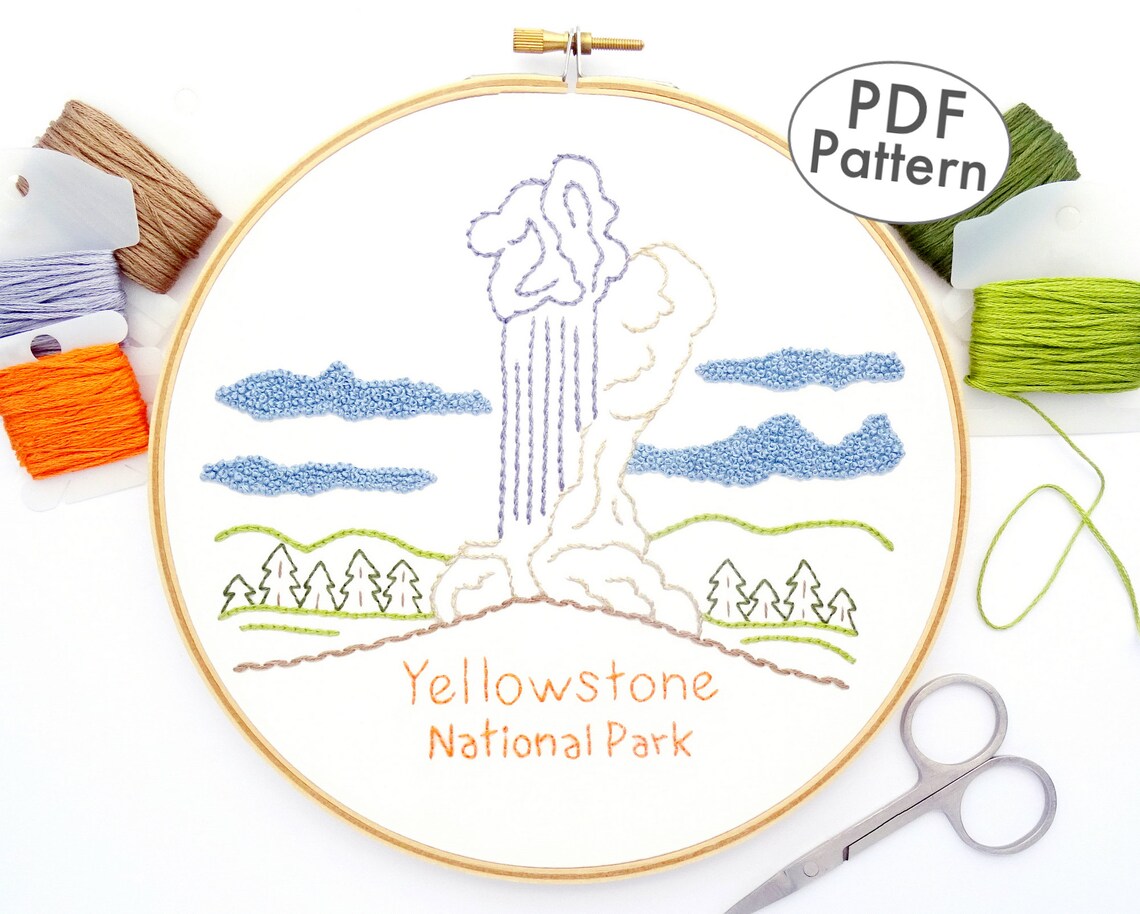 Yellowstone National Park Hand Embroidery Pattern Easy | Etsy