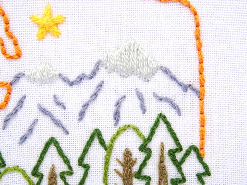 Alaska Hand Embroidery Pattern PDF Download, Mountain & Forest State ...
