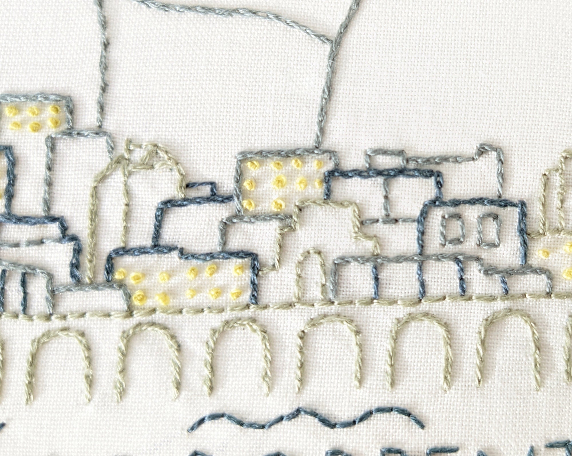 Sorrento Italy Hand Embroidery Pattern, Italian Coast Design, Simple ...