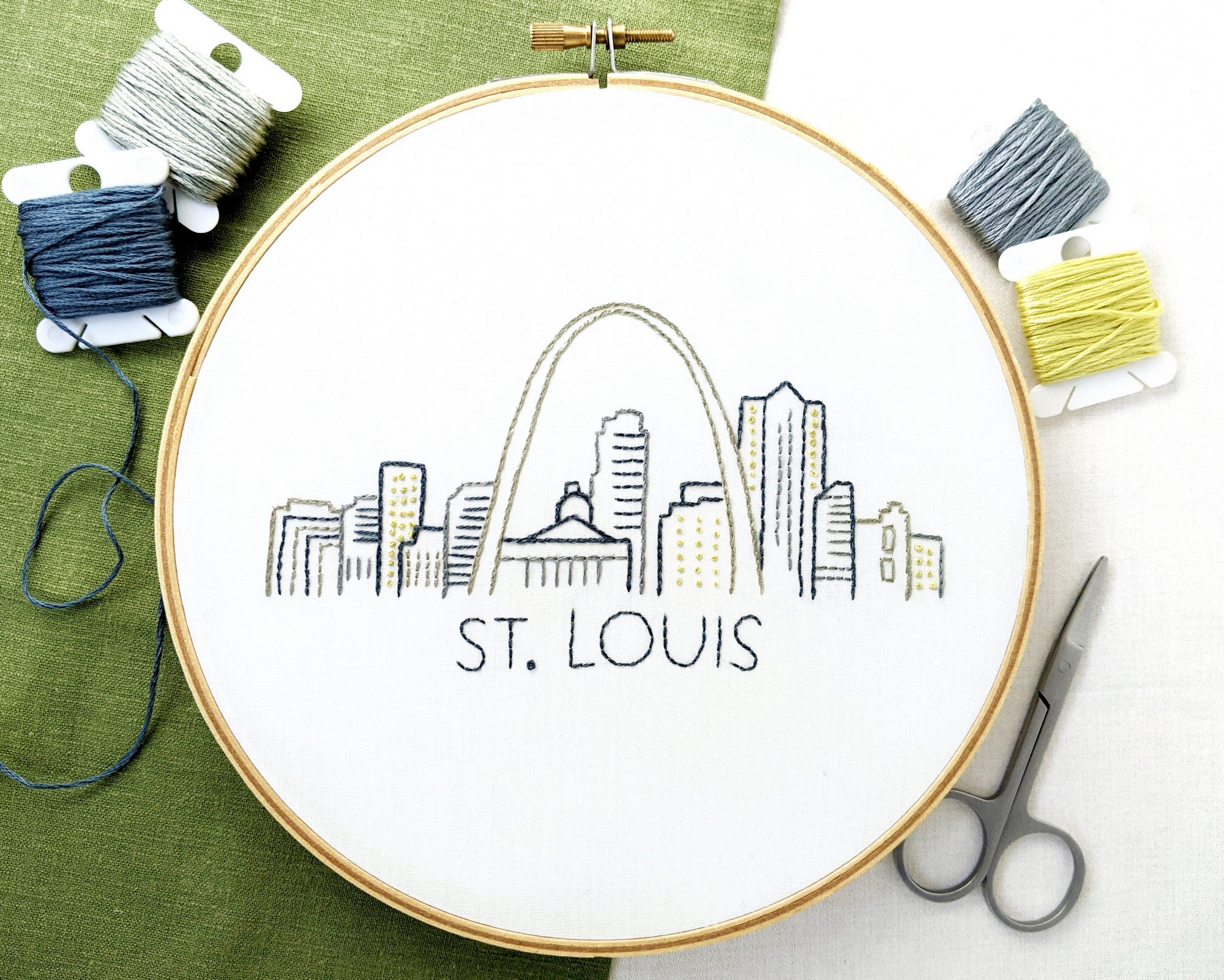 St. Louis City Skyline Hand Embroidery Pattern PDF Missouri | Etsy