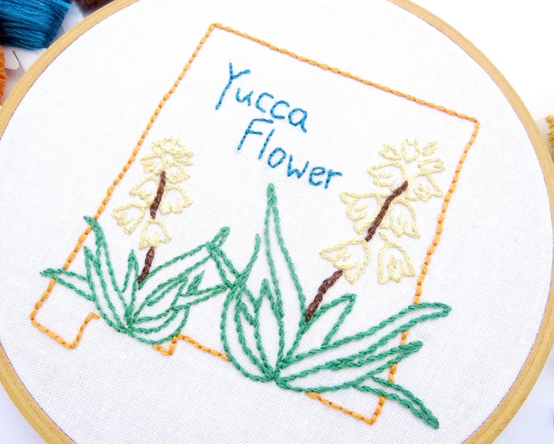 New Mexico State Flower Hand Embroidery Pattern PDF, Yucca Design - Etsy