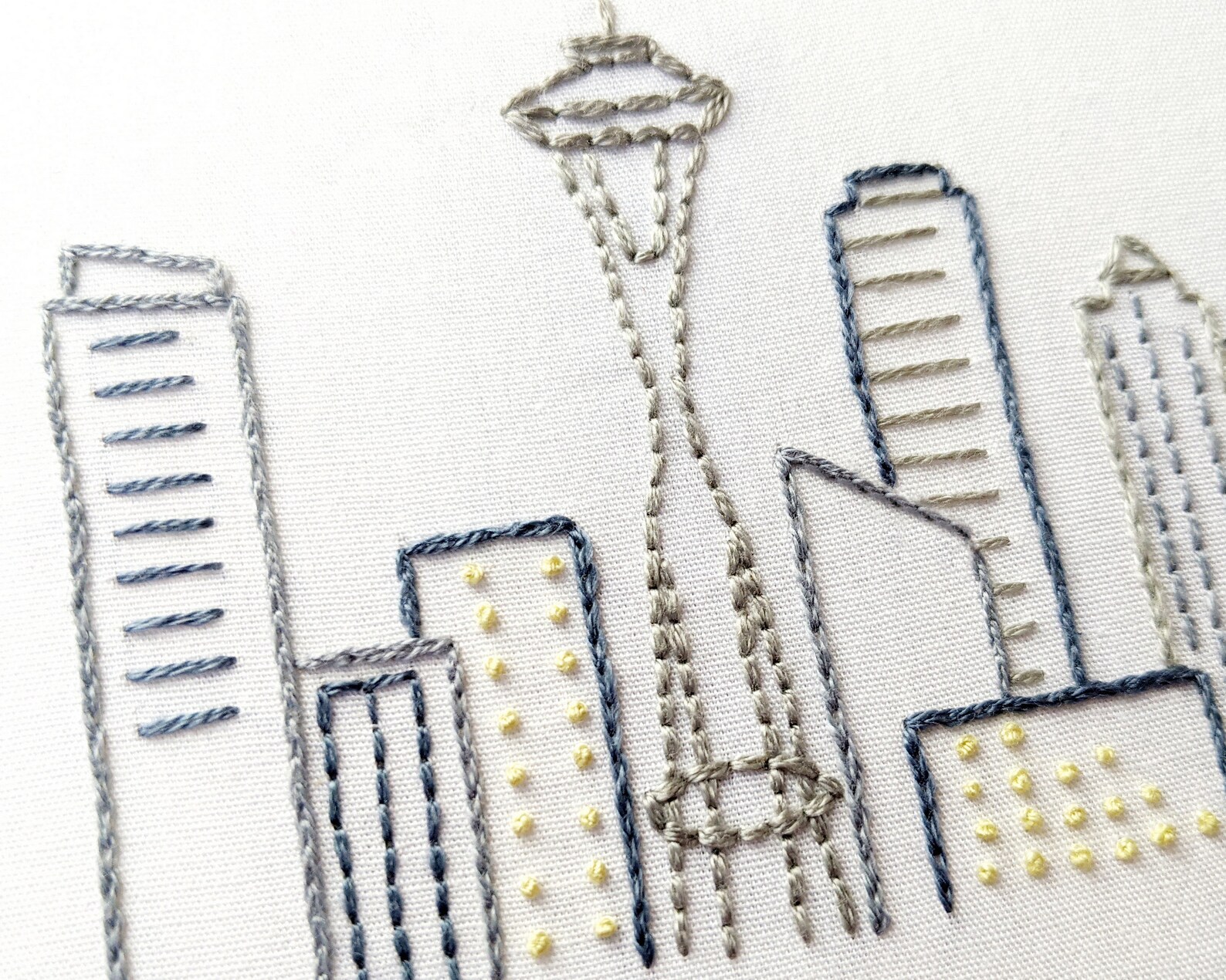 Seattle Skyline Hand Embroidery Pattern, Washington City Design PDF ...