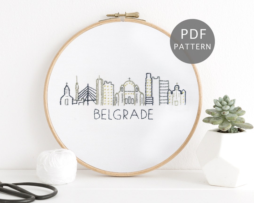 Belgrade Skyline Hand Embroidery Pattern, Serbia Urban Design, DIY City ...