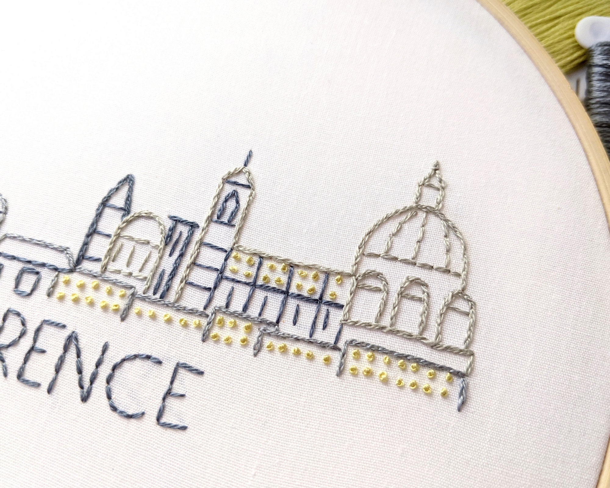 Florence Hand Embroidery Pattern PDF, Italy City Skyline Design, DIY ...
