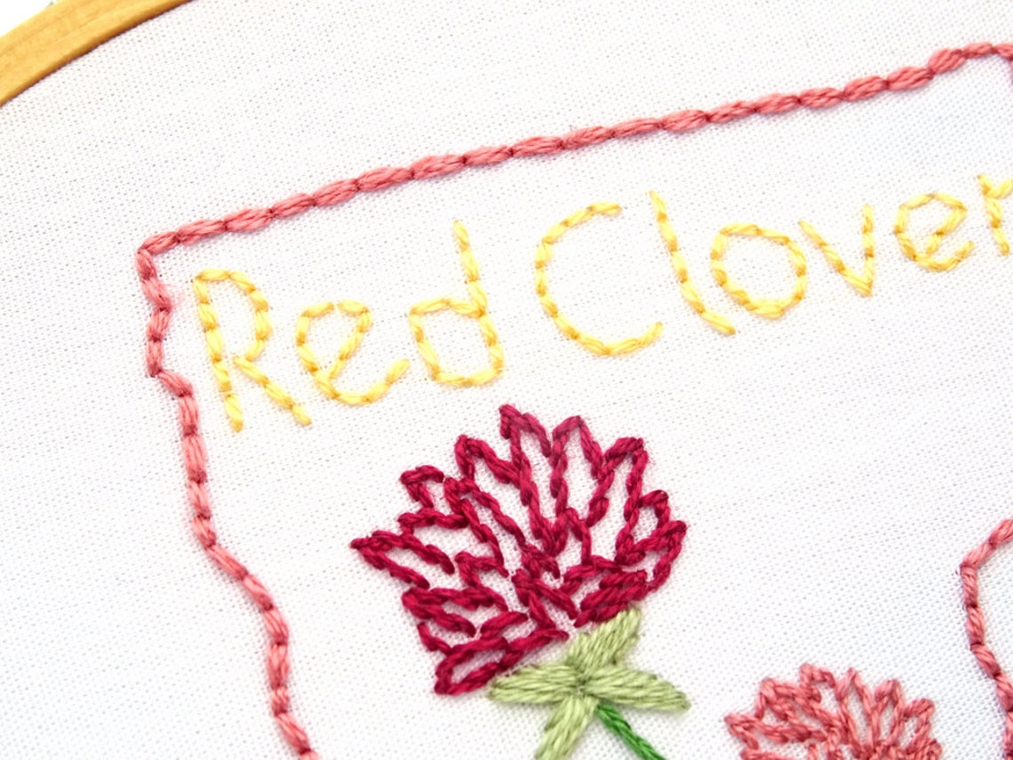 Red Clover Hand Embroidery Pattern PDF Download Vermont State | Etsy