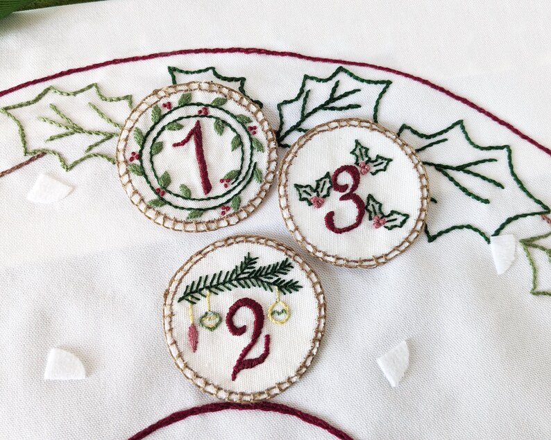 Advent Wreath Embroidery Pattern: Stitch-a-day Christmas Calendar (PDF ...
