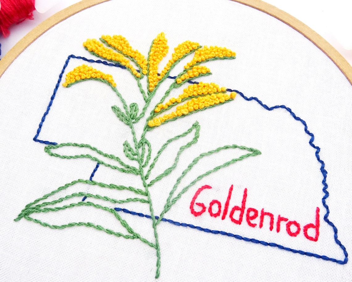 Nebraska Goldenrod Flower Hand Embroidery Pattern PDF Download - Etsy