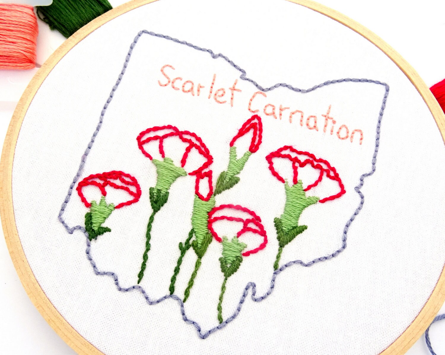 Carnation Flower Hand Embroidery Pattern, Ohio Gift PDF Download - Etsy
