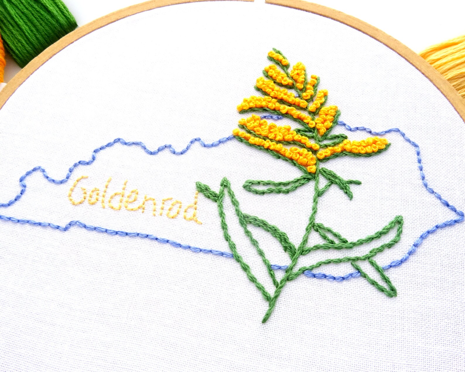 Goldenrod Flower Hand Embroidery Pattern PDF Download, Kentucky Flower ...