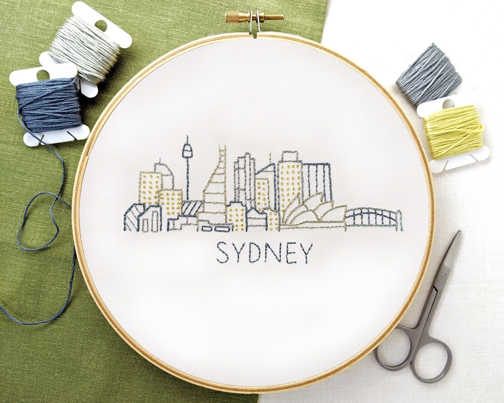 Sydney City Skyline Hand Embroidery Pattern, Urban Australia Design ...