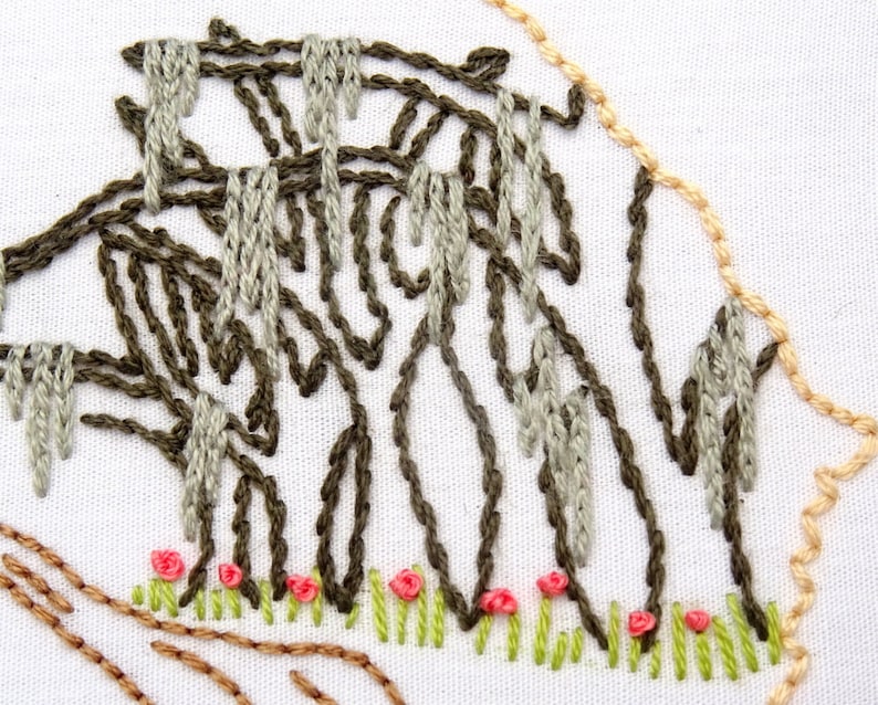 Georgia Hand Embroidery Pattern With Live Oak Trees, State Outline ...