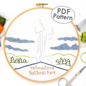 Yellowstone National Park Hand Embroidery Pattern Easy | Etsy