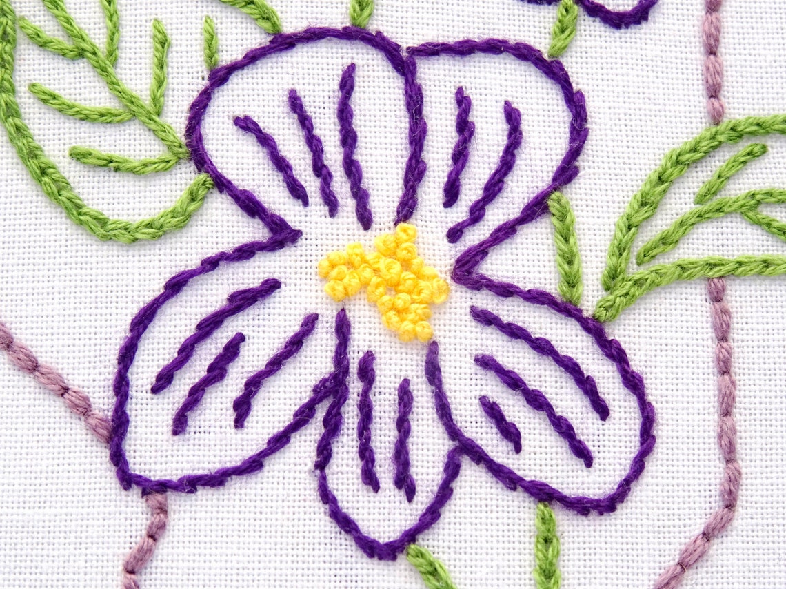 Illinois Violet Hand Embroidery Pattern PDF Download State - Etsy
