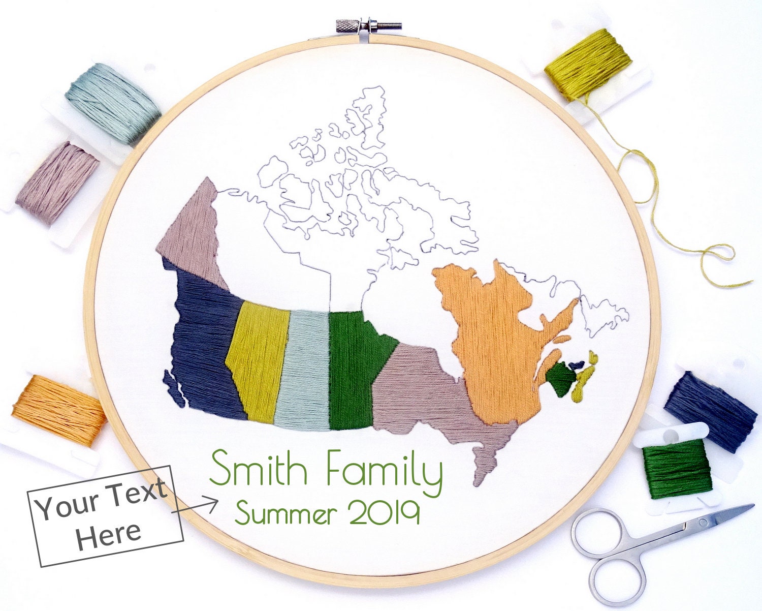 Travel Map Hand Embroidery Pattern With Custom Text: United - Etsy