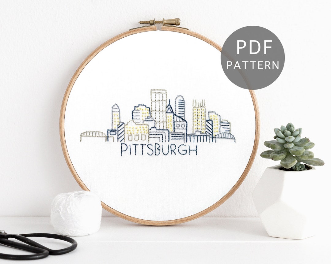 Pittsburgh Skyline Hand Embroidery Pattern, Pennsylvania City Design ...