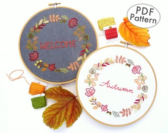 Fall Wreath Embroidery Pattern - Etsy
