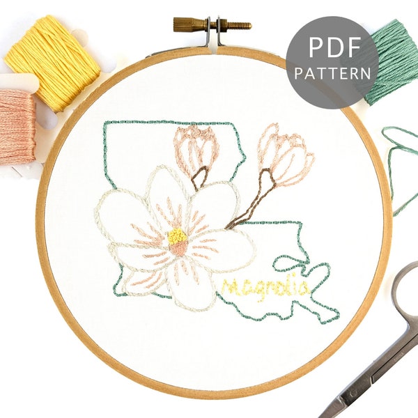 Magnolia Bloom Embroidery - Etsy