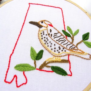 Alabama Hand Embroidery Pattern PDF, Yellowhammer Bird State Design - Etsy