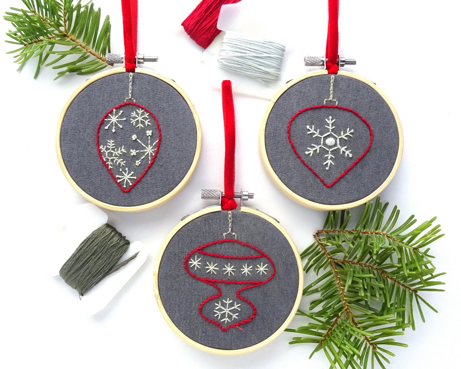 Christmas Ornament Hand Embroidery Pattern Collection: 24 DIY | Etsy