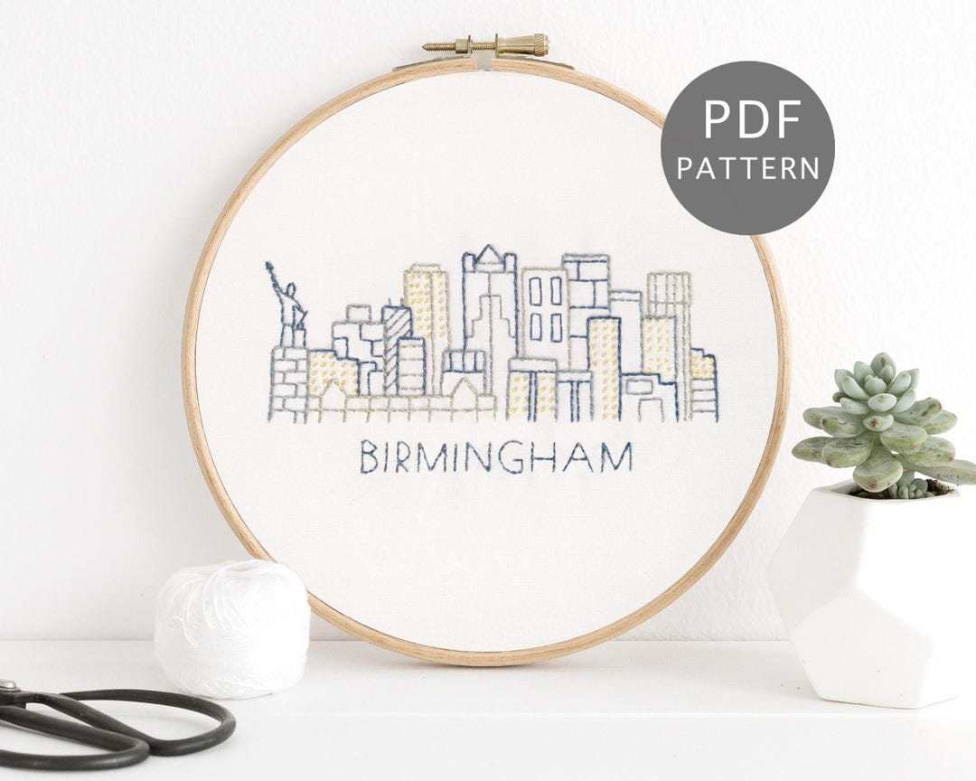 Birmingham City Skyline Hand Embroidery Pattern, Alabama Urban PDF ...