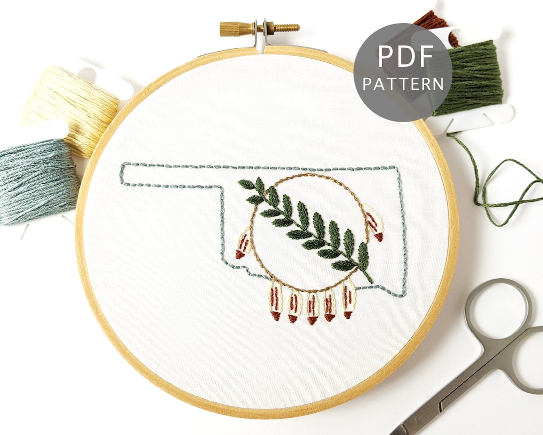 Oklahoma Shield Hand Embroidery Pattern PDF Digital Download, State ...