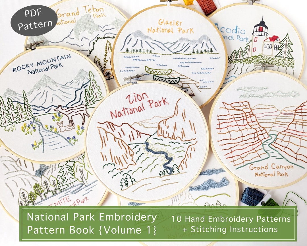 National Park Hand Embroidery Pattern Collection volume 1 10 Digital ...