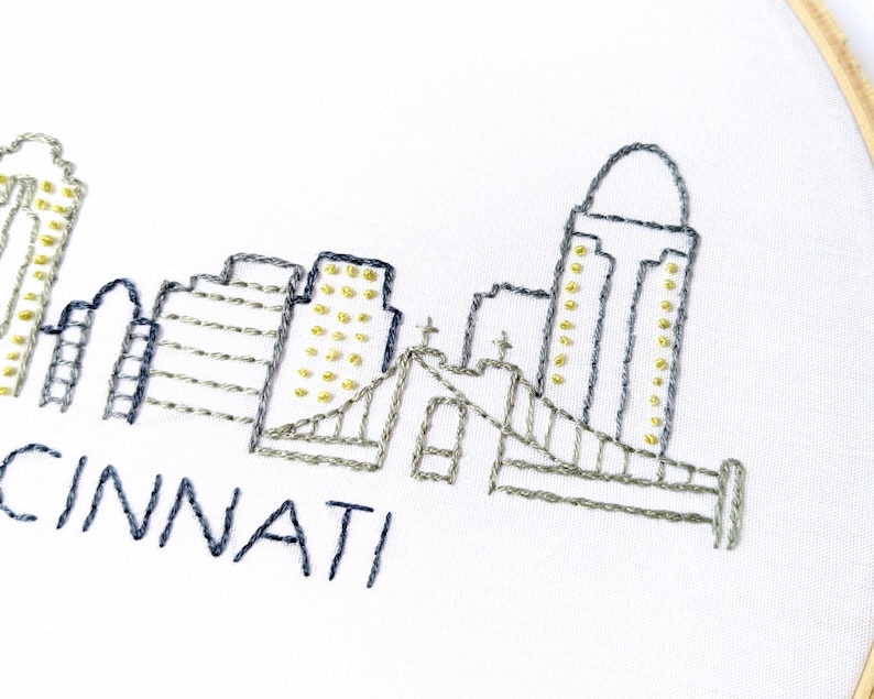 Cincinnati Skyline Hand Embroidery Pattern, Ohio City DIY PDF Design - Etsy