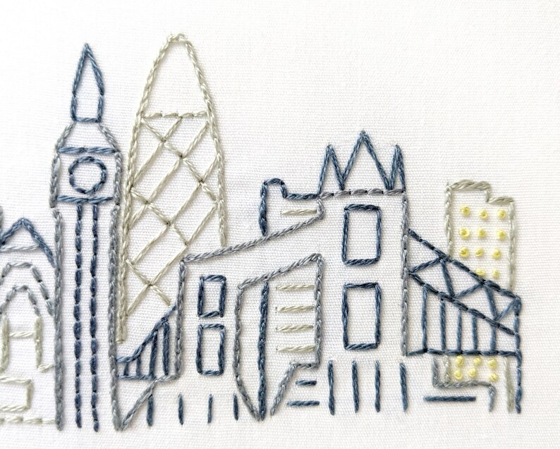 London Skyline Hand Embroidery Pattern England City Skyline - Etsy